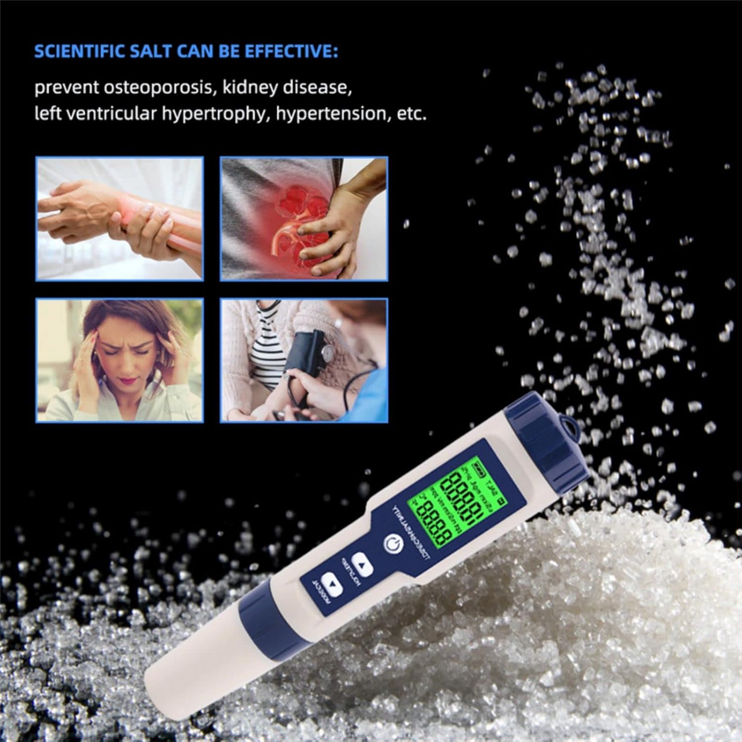 Pool pH Probe, Salinometer for Pool Water, 5 in 1 TDS/EC/Salt Meter ...