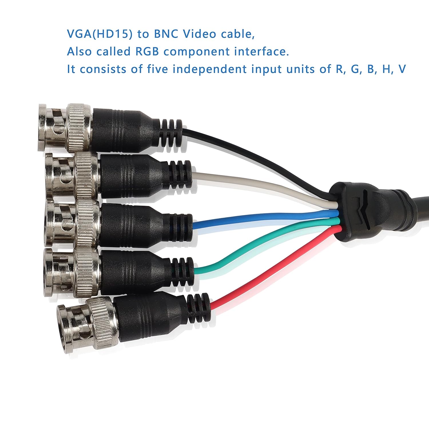 VGA-auf-BNC-Videokabel, HD15 VGA auf 5 BNC RGB-Koaxialkabel (schwarz ...