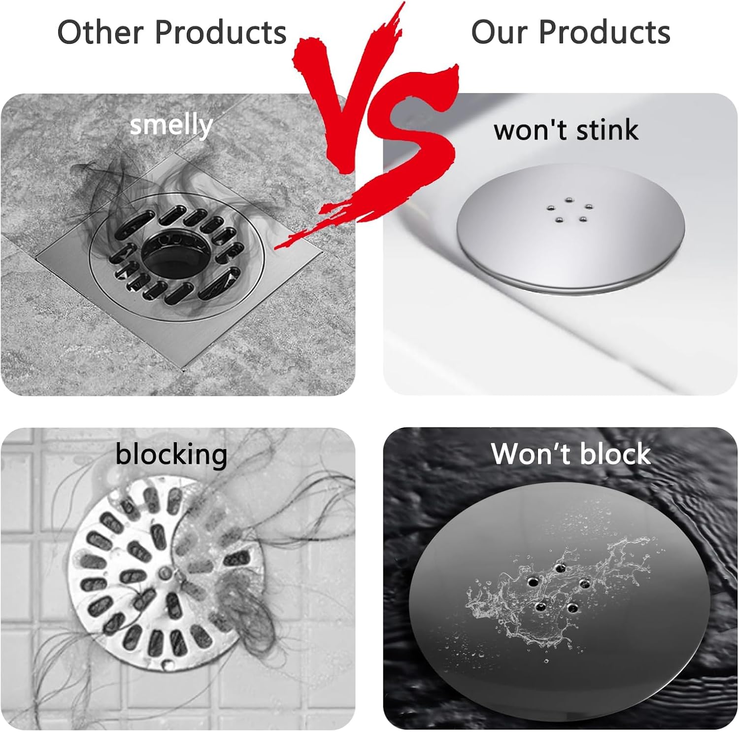 Shower Plug, 90 mm/115 mm Shower Drain Cover, Chrome Interchangeable ...