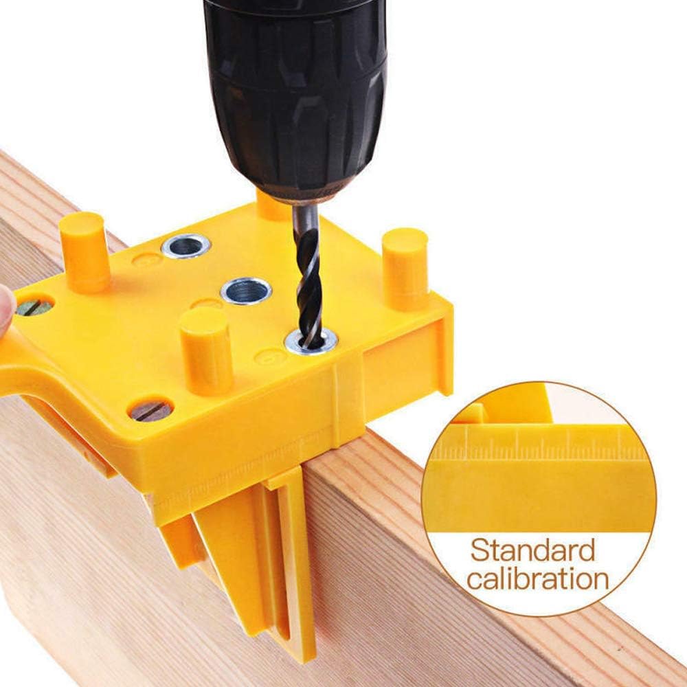 Promotion Dowel Drilling Jig Set Wood Dowel Drilling Guide with Parallel Stop Doweling Jig Kit with Dowel Centering Device 6mm 8mm 10mm 15pcs Yellow