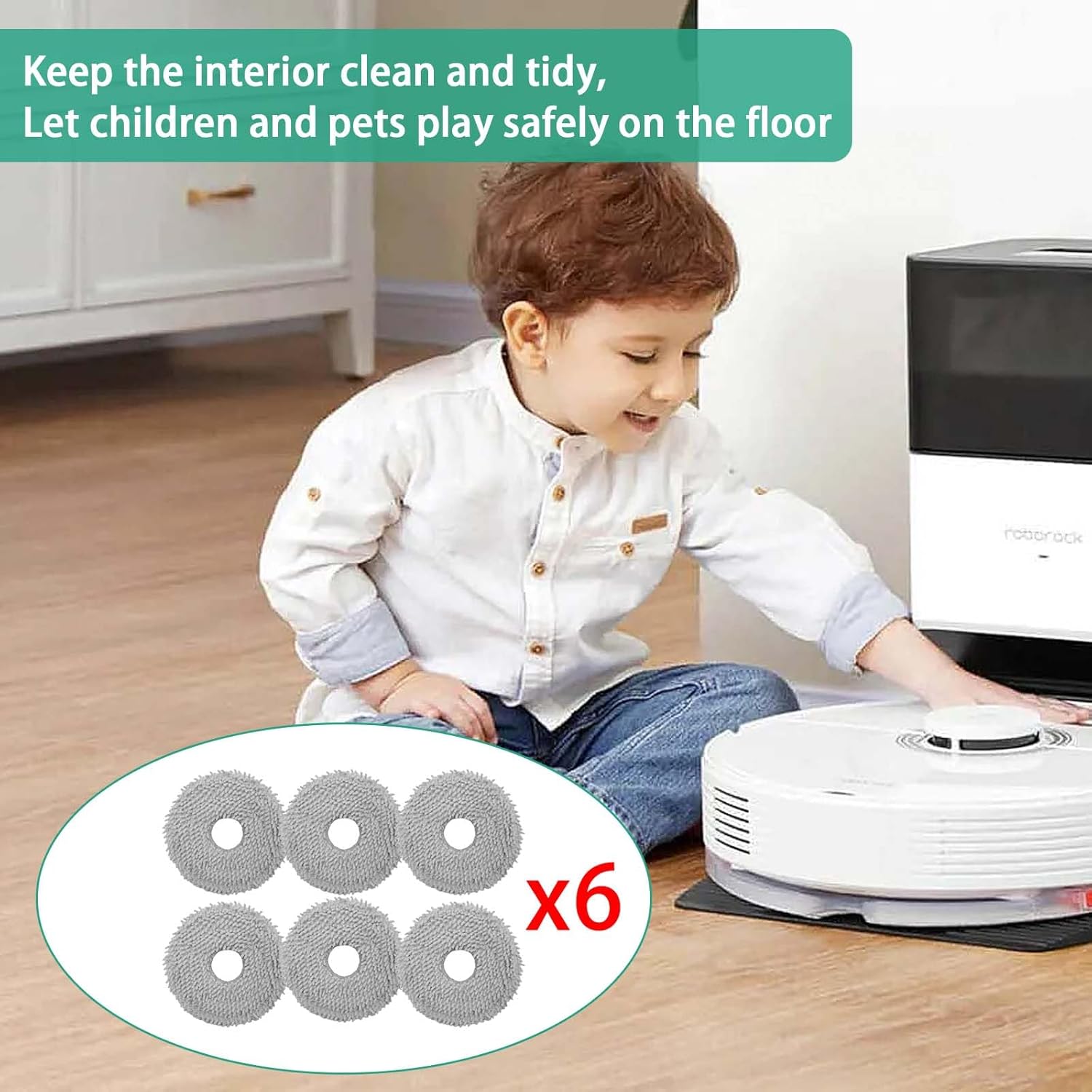 6 pezzi di panno per la pulizia per aspirapolvere Roborock QV 35A/35S Qrevo Curv S5X, Qrevo Edge ...