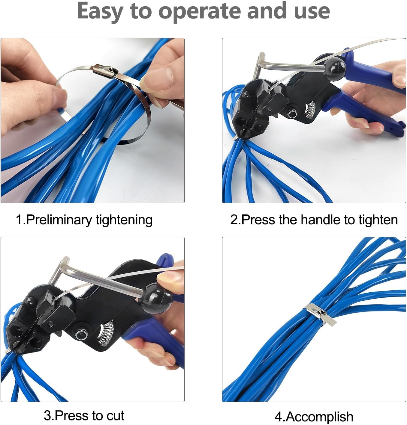 Kit de Collier de Serrage Inox, Contient 100 Pièces 4,6x300mm Serre-Câbles Inox Electriques ...