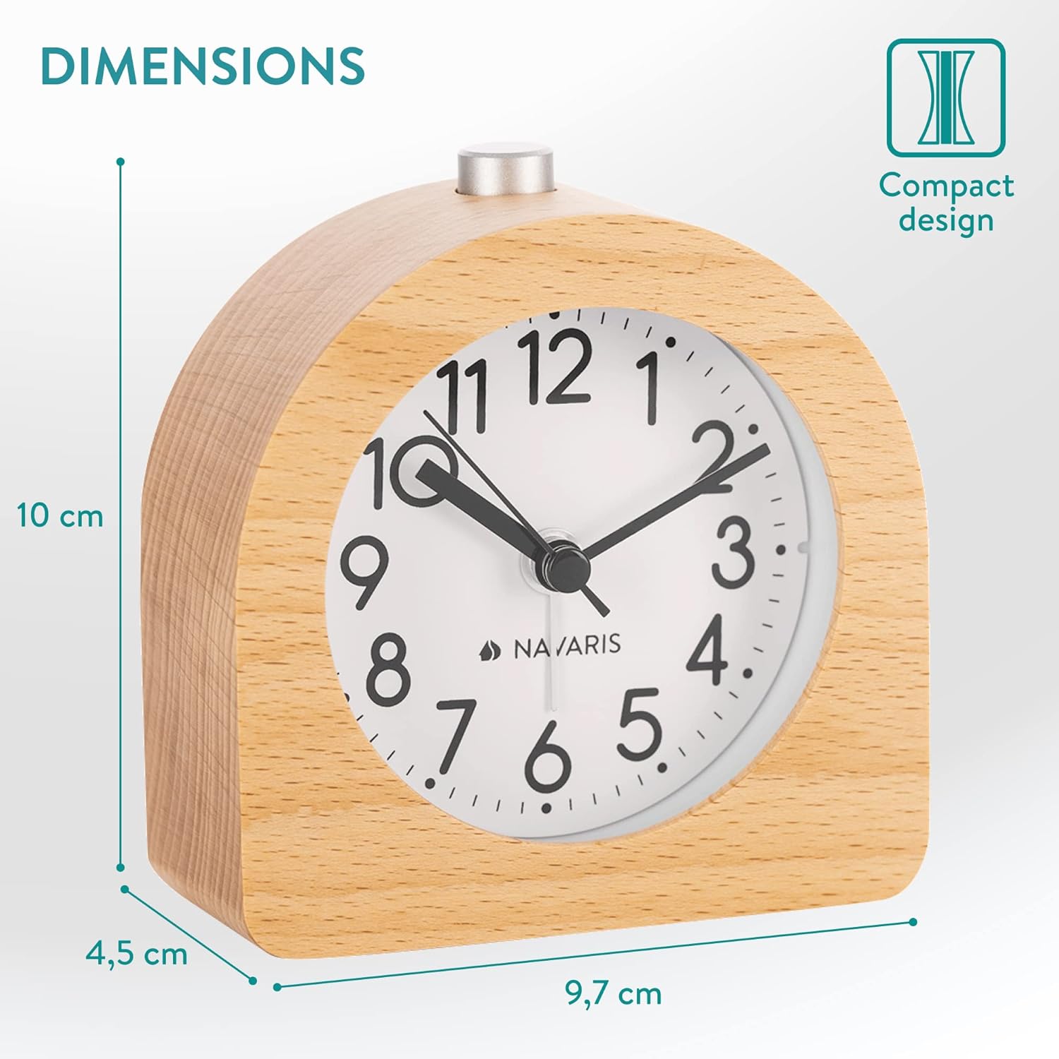 Ulisem Wecker ohne Ticken, Retro-Wecker aus Holz mit Zifferblatt ...
