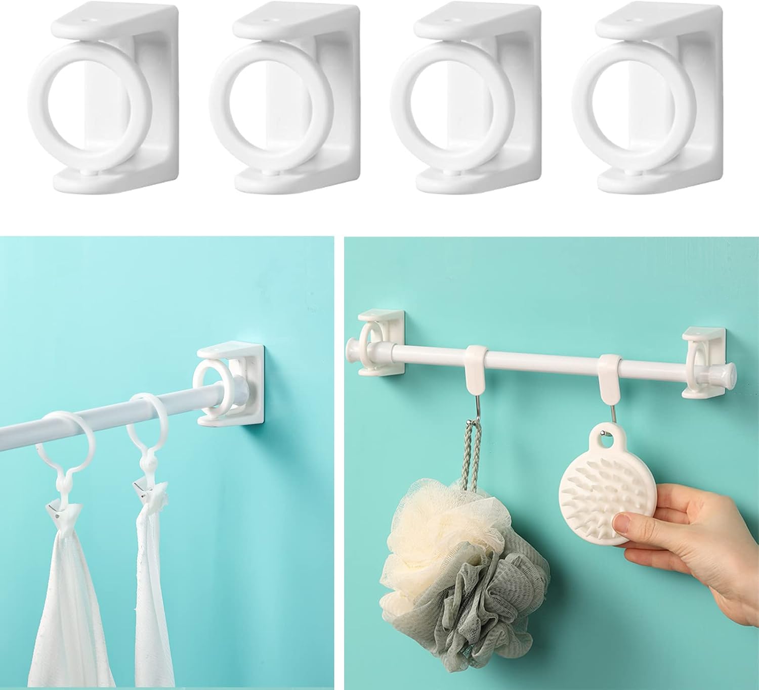 6 Pièces Support Tringle Rideaux sans Percage Crochet Rideau Accroche ...