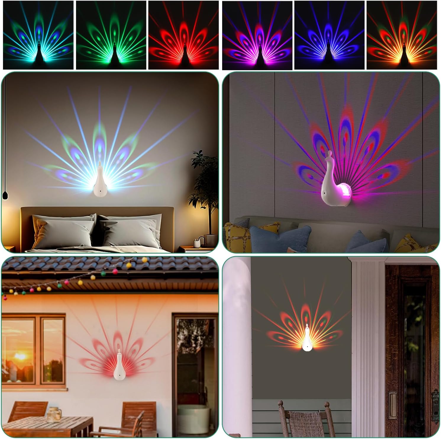 Peacock Wall Light, LED Peacock Wall Light with Remote Control, Peacock ...