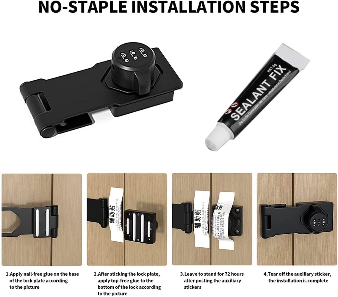 Keyless Combination Lock, 3 Digit Combination Lock for Cabinet Doors, 4 ...