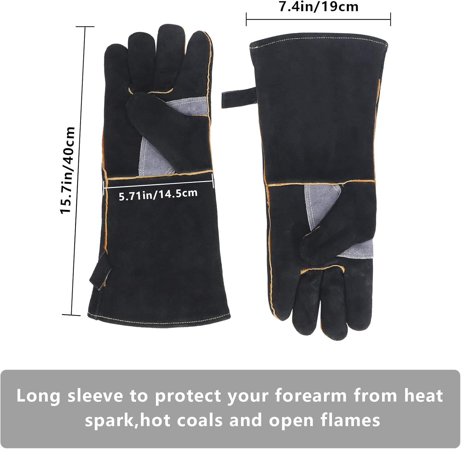High Temperature Fireproof Gloves, Leather, Kevlar Stitching, Suitable ...
