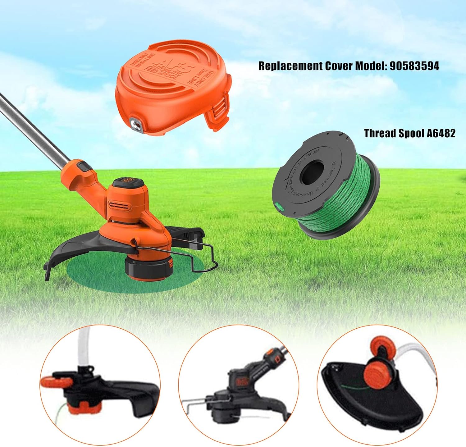 Kit d'accessoires pour tondeuse à gason SF-080-BKP/90583594, cover, bobine, corde à gason, tête ...