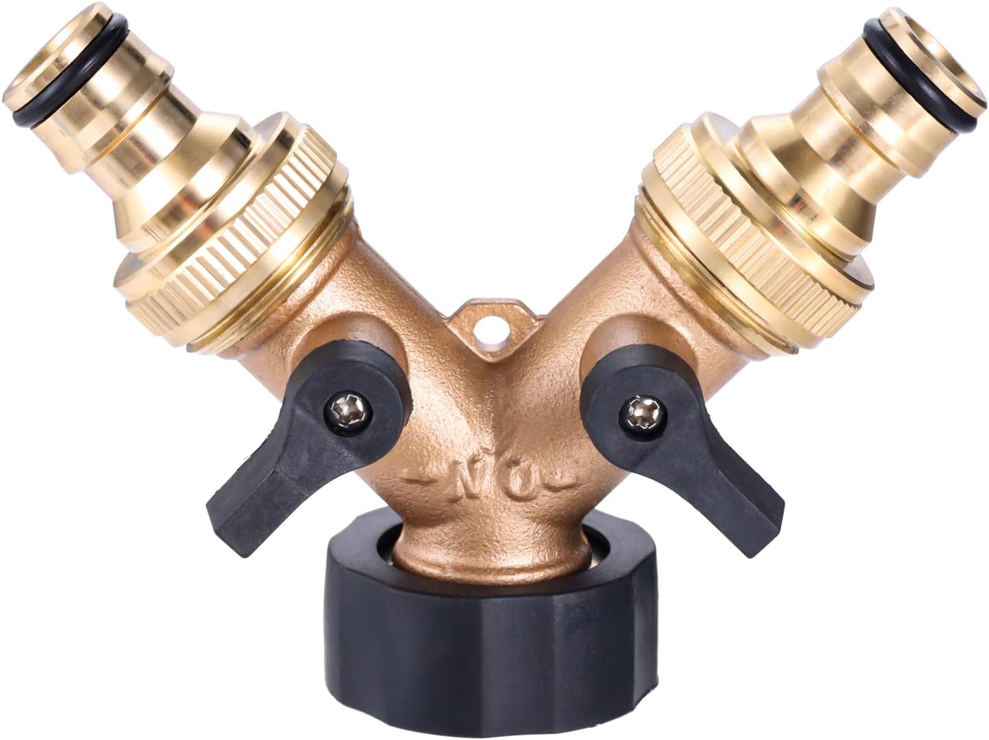 Répartiteur de tuyau d'arrosage 2 voies en laiton avec deux connecteurs rapides 2 en 1 (3/4 et 1 ...