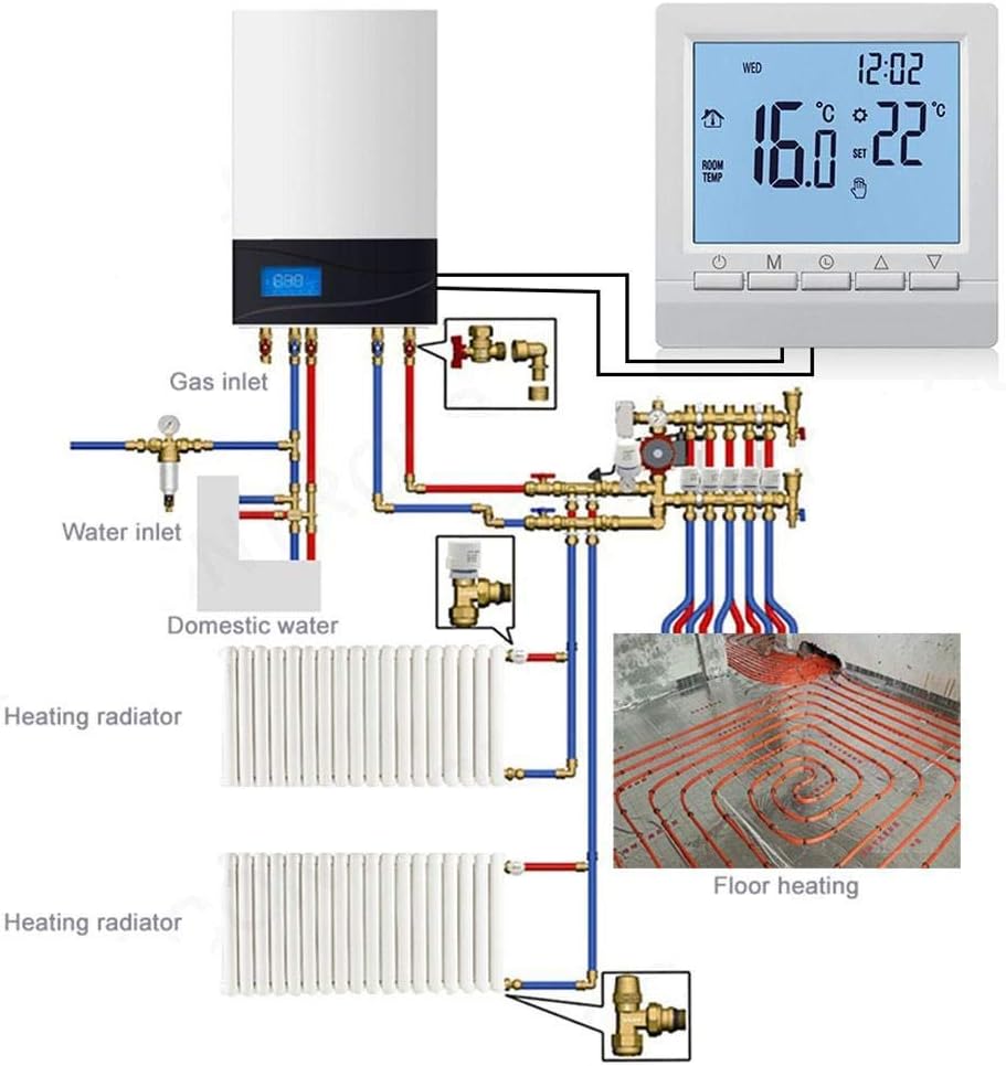 Termostato de calefacción para calderas de gas, controlador de temperatura alimentado por ...