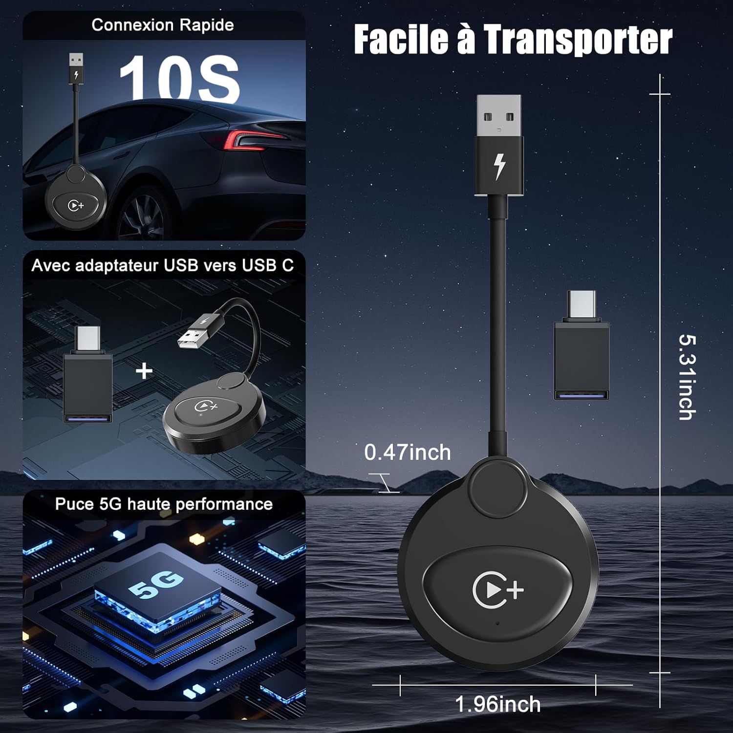 CarPlay inalámbrico, adaptador de video CarPlay inalámbrico integrado ...