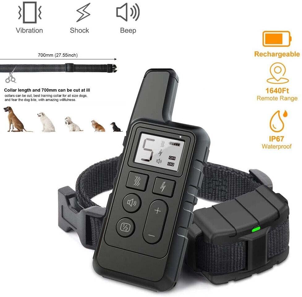 Remote Control Dog Training Collar, IP67 Waterproof, Rechargeable, Anti ...