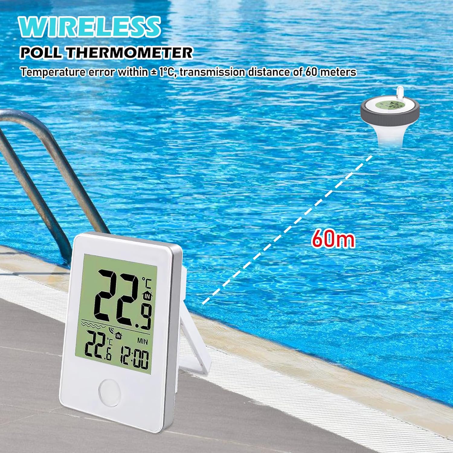 Floating Pool Thermometer, Digital Pool Thermometer, Wireless Digital ...