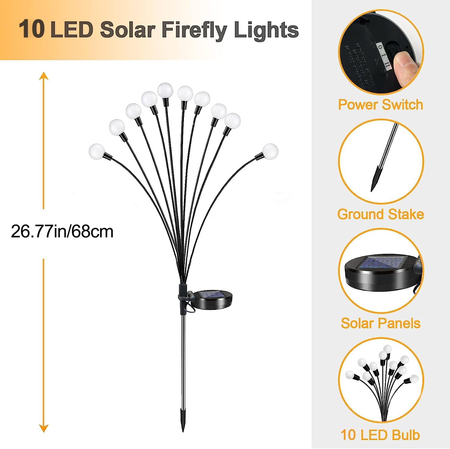 Luci solari da giardino, confezione da 2 (20 LED) Luci solari Firefly Illuminazione per esterni ...
