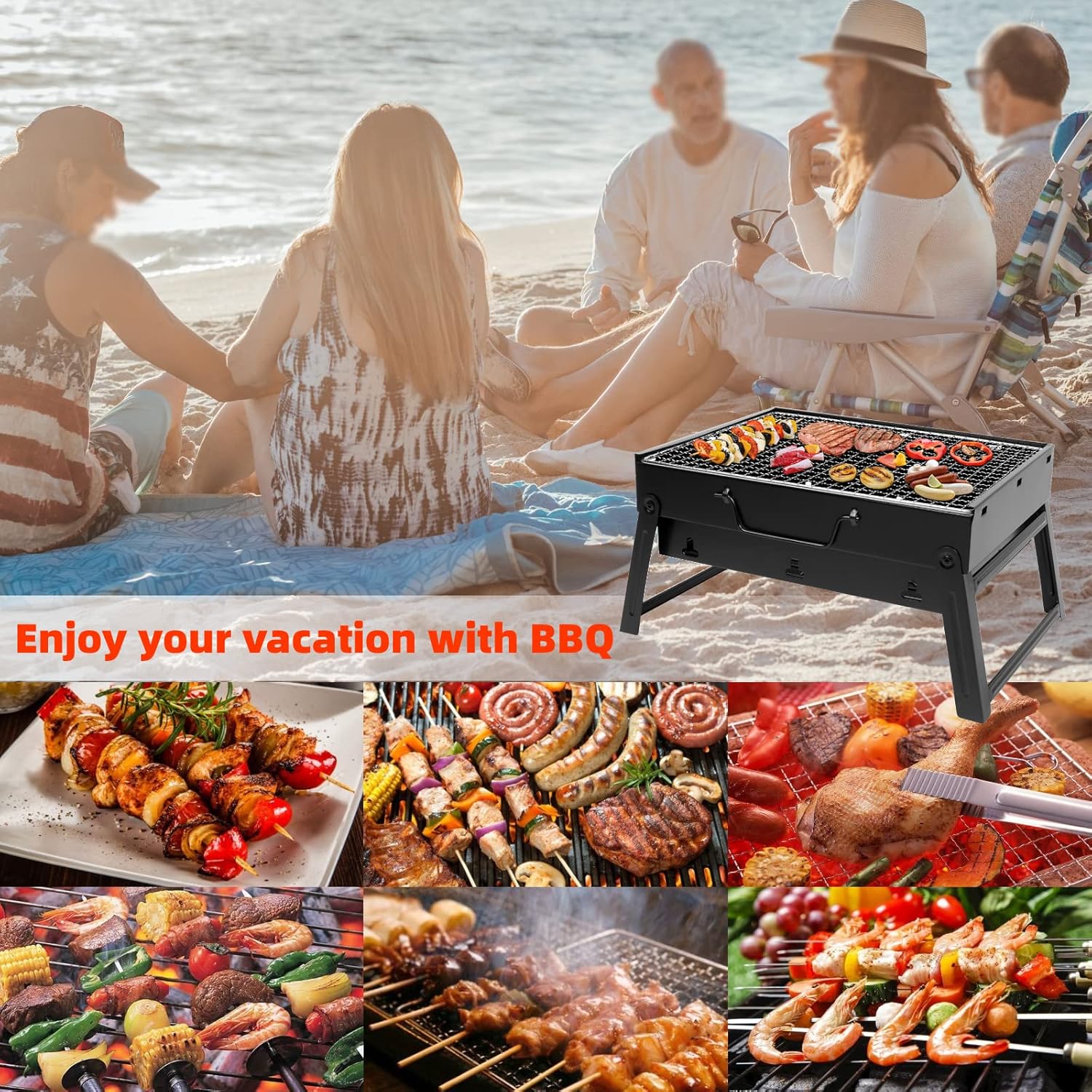 Barbecue Portable Mini Barbecue à Charbon Pliable BBQ Grill Barbecue Démontable de Table pour ...