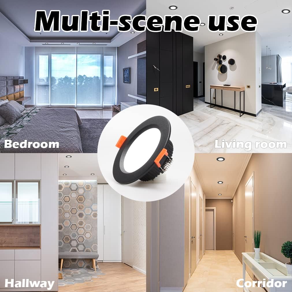 GROOFOO Pack of 10 Black LED Recessed Spotlight Ultra Flat LED Ceiling ...