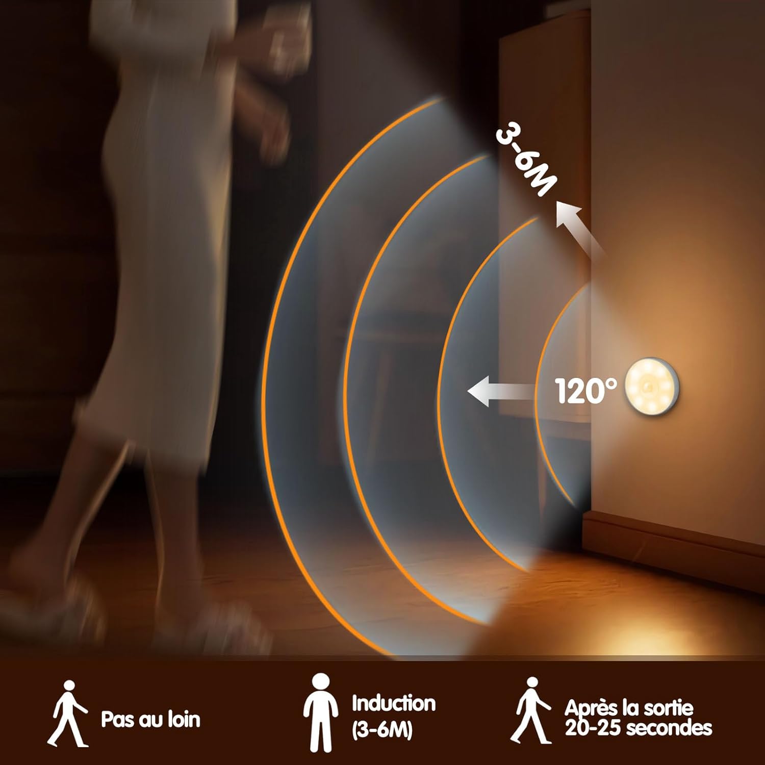 LED Motion Sensor Lamp, Pack of 3, LED Night Light, Wireless ...