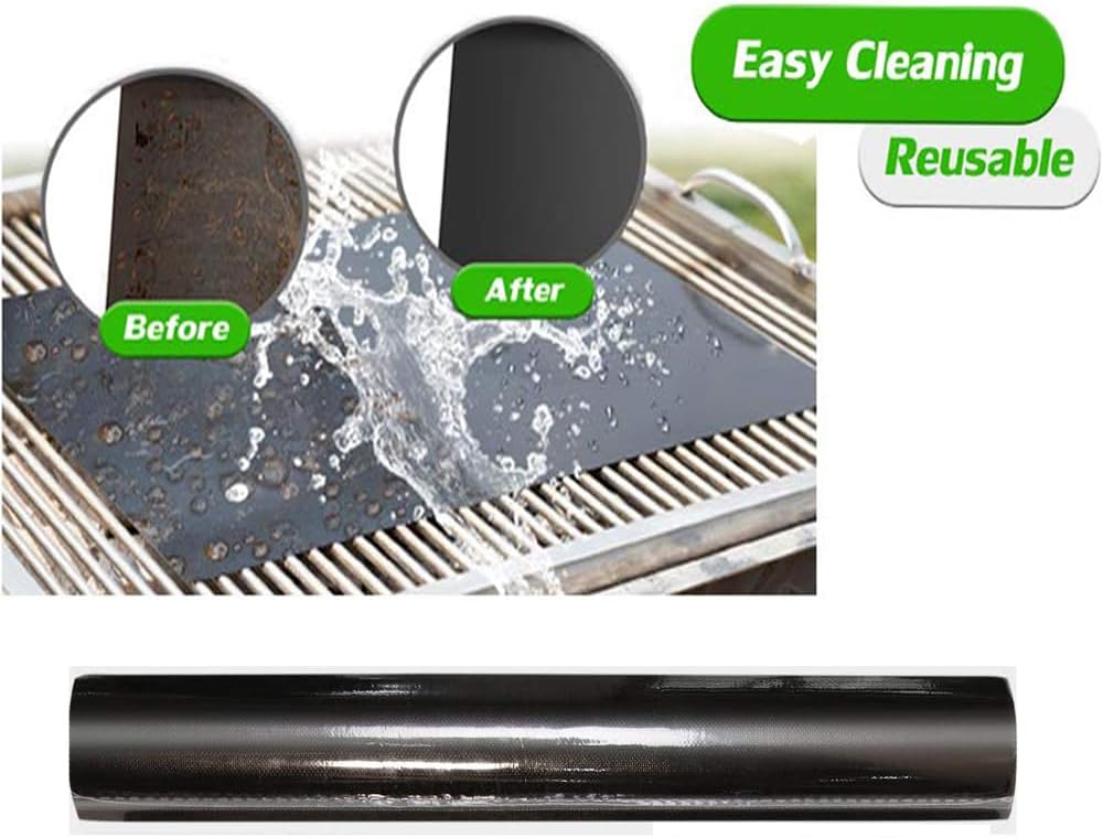 Set of 6 non-stick and reusable grill mats, suitable for electric, gas ...