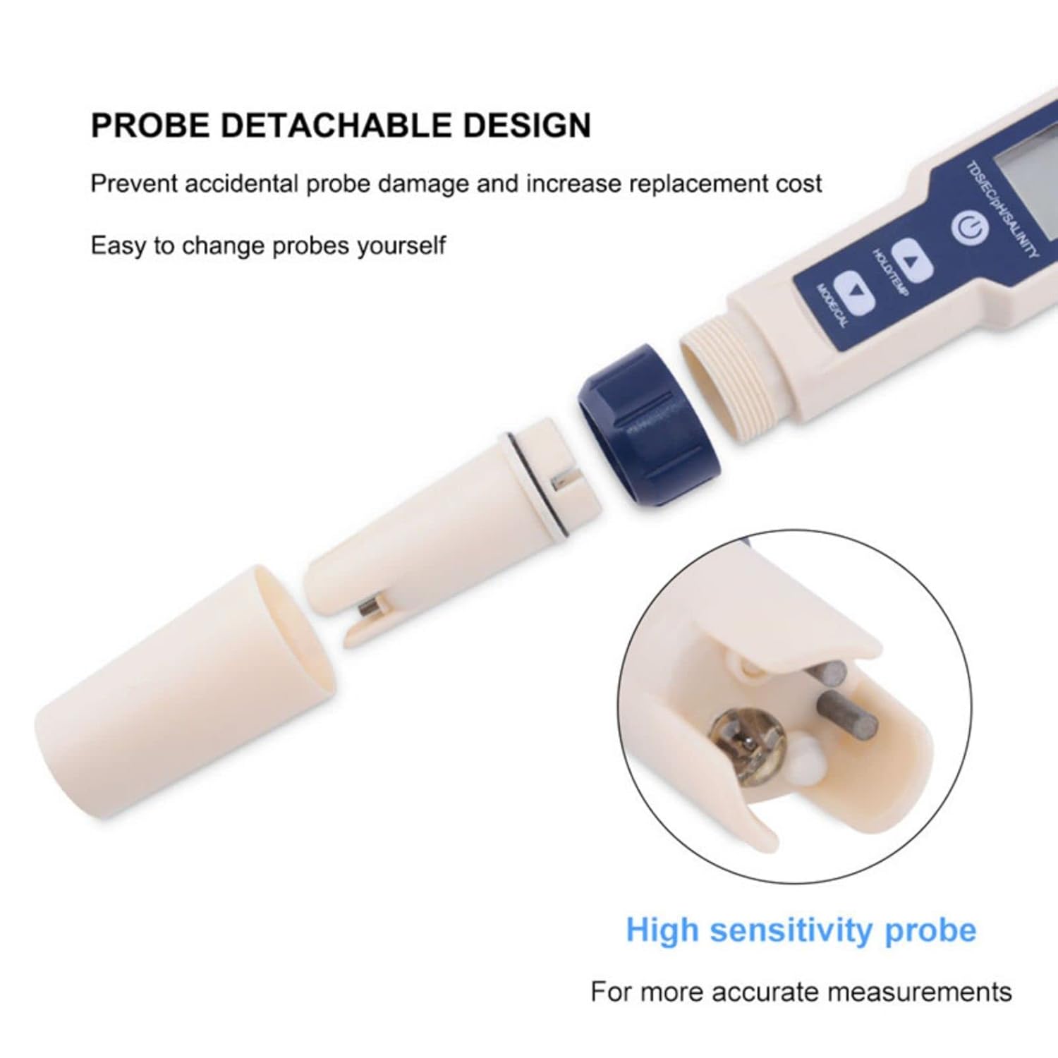 Pool pH Probe, Salinometer for Pool Water, 5 in 1 TDS/EC/Salt Meter ...
