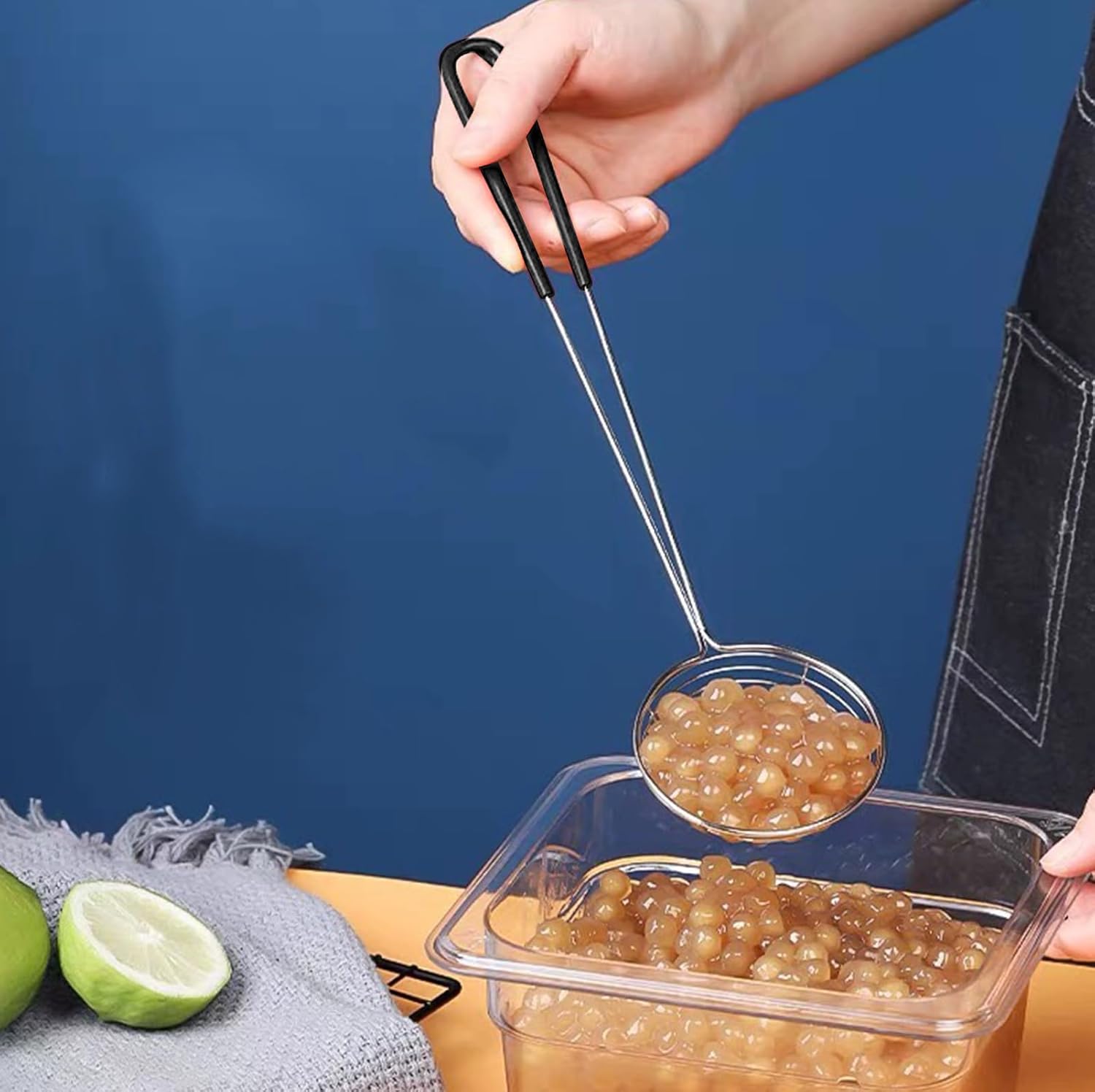 Colador de araña de acero inoxidable de 10 piezas con mango de silicona ...