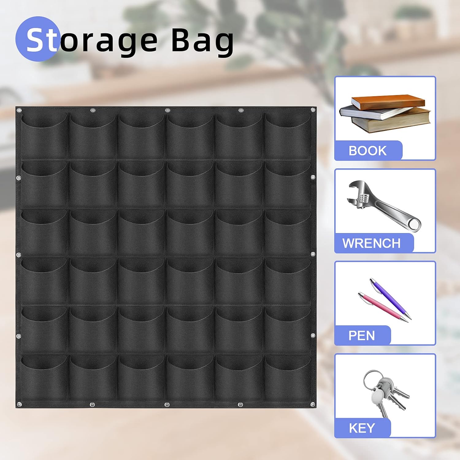 Wall Mounted Plant Bag, 36 Pockets Vertical Wall Mounted Hanging ...