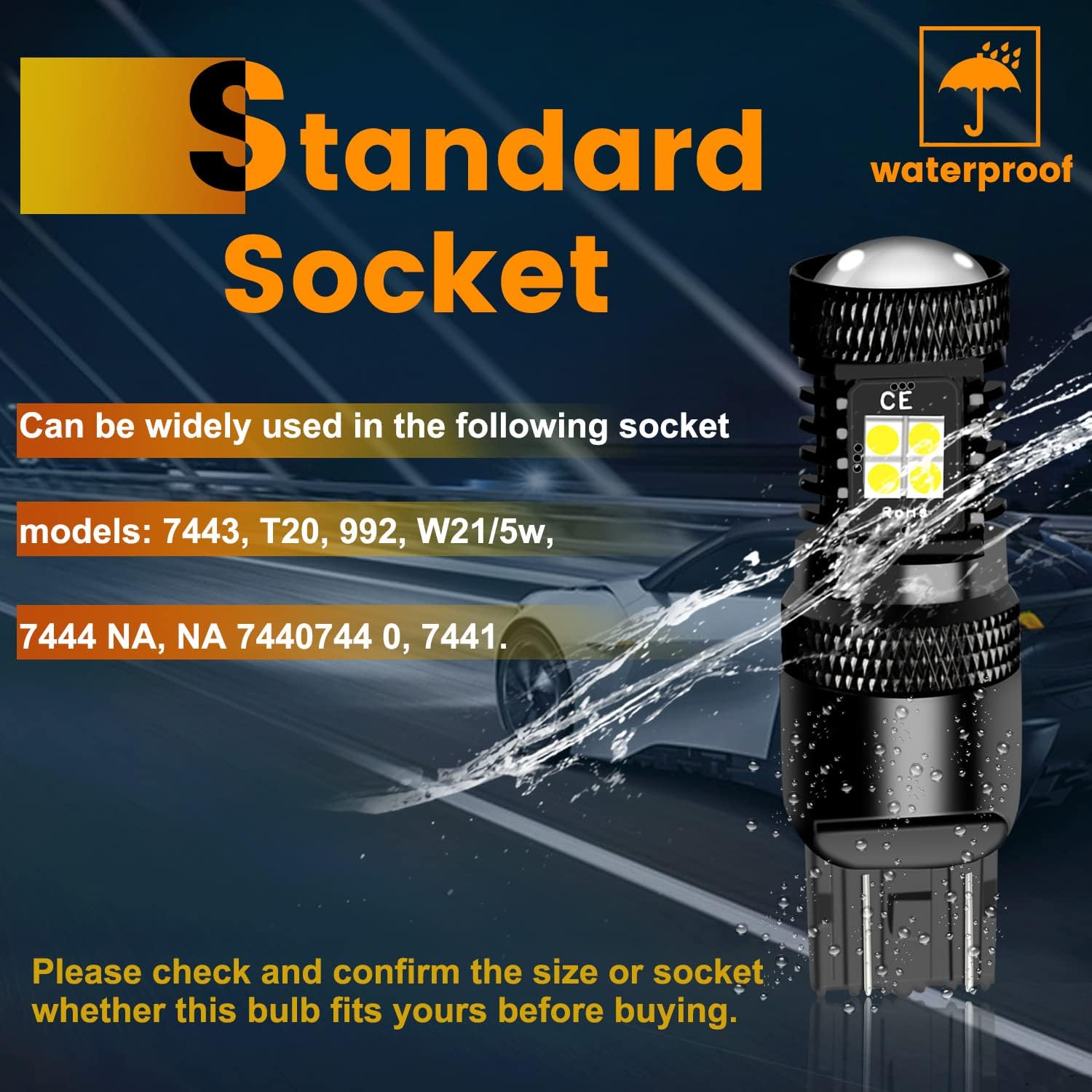 7443 7444NA Bulb W21/5W LED Bulbs Used For Backup Lights Tail Lights ...