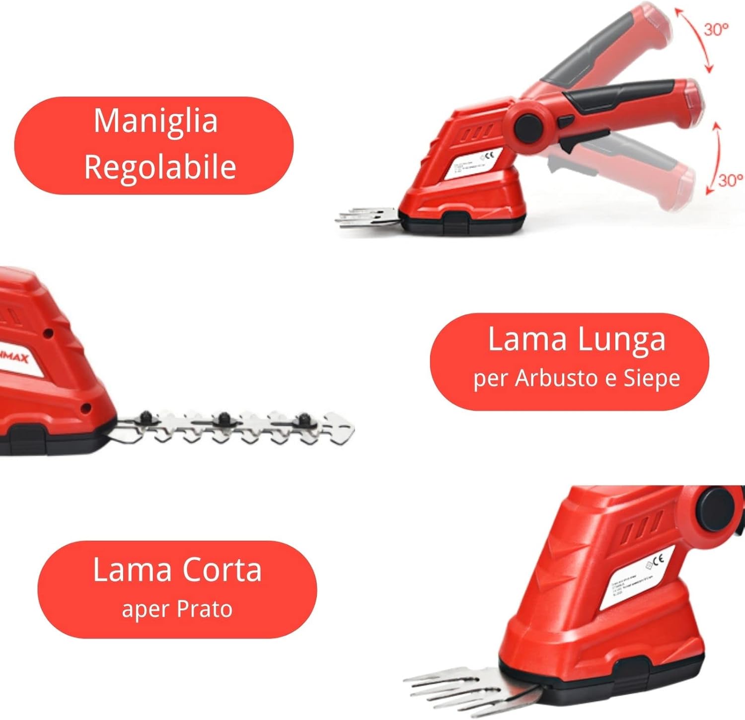 COSTWAY Tagliaerba a Batteria 2 in 1, Tagliasiepe a Batteria da 3,6 Voltcon Batteria ...