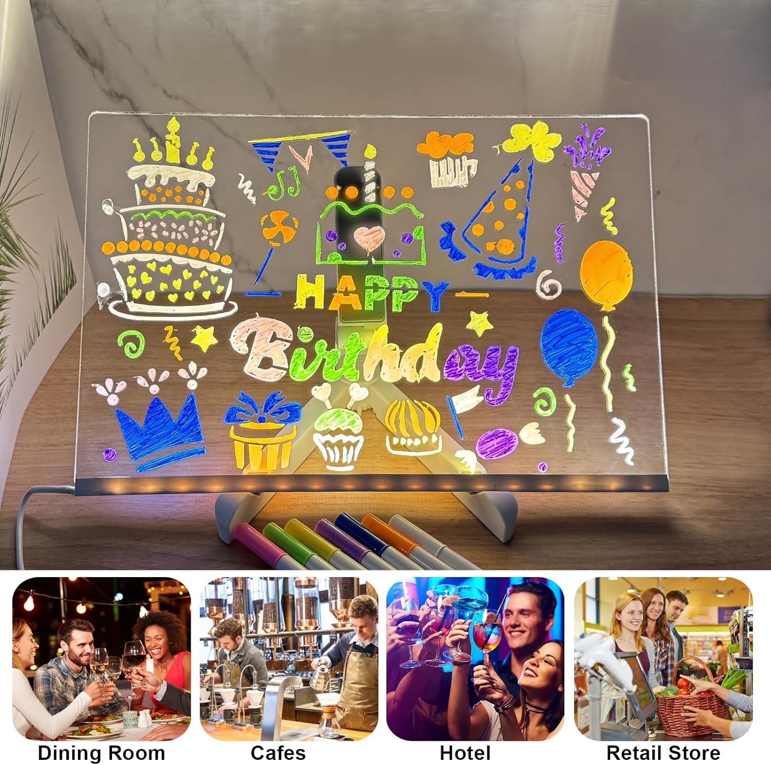 LED Light Up Acrylic Board, LED Display Board with Colors, LED Message ...