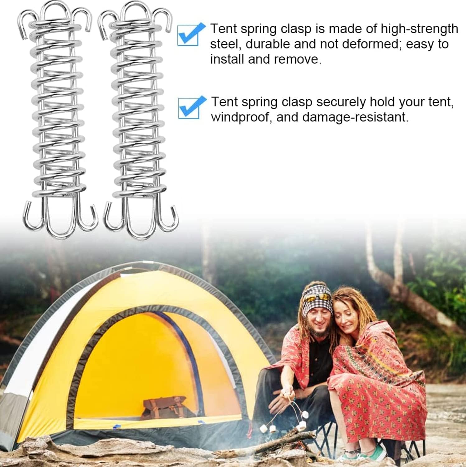 5pcs Stainless Steel Tent Spring Tension Porch Spring Tent Swing Buckle ...