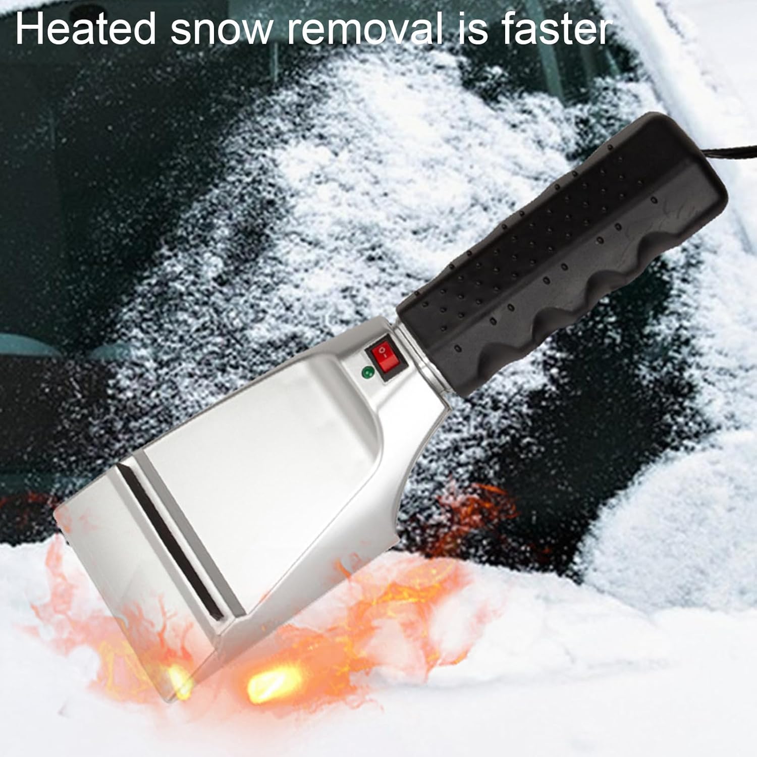 Non Slip Heated Snow Scraper Heated Snow Scrapers for Windshield 12V Heated Windshield Ice Scraper Electric Ice Scrapers for Windshield Heated Snow Shovel