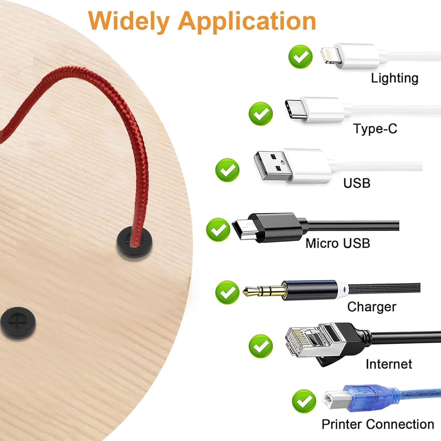 24pcs Rubber Cable Cord Eyelet, Mini Cord Cover Wire Hole Cover Pass ...