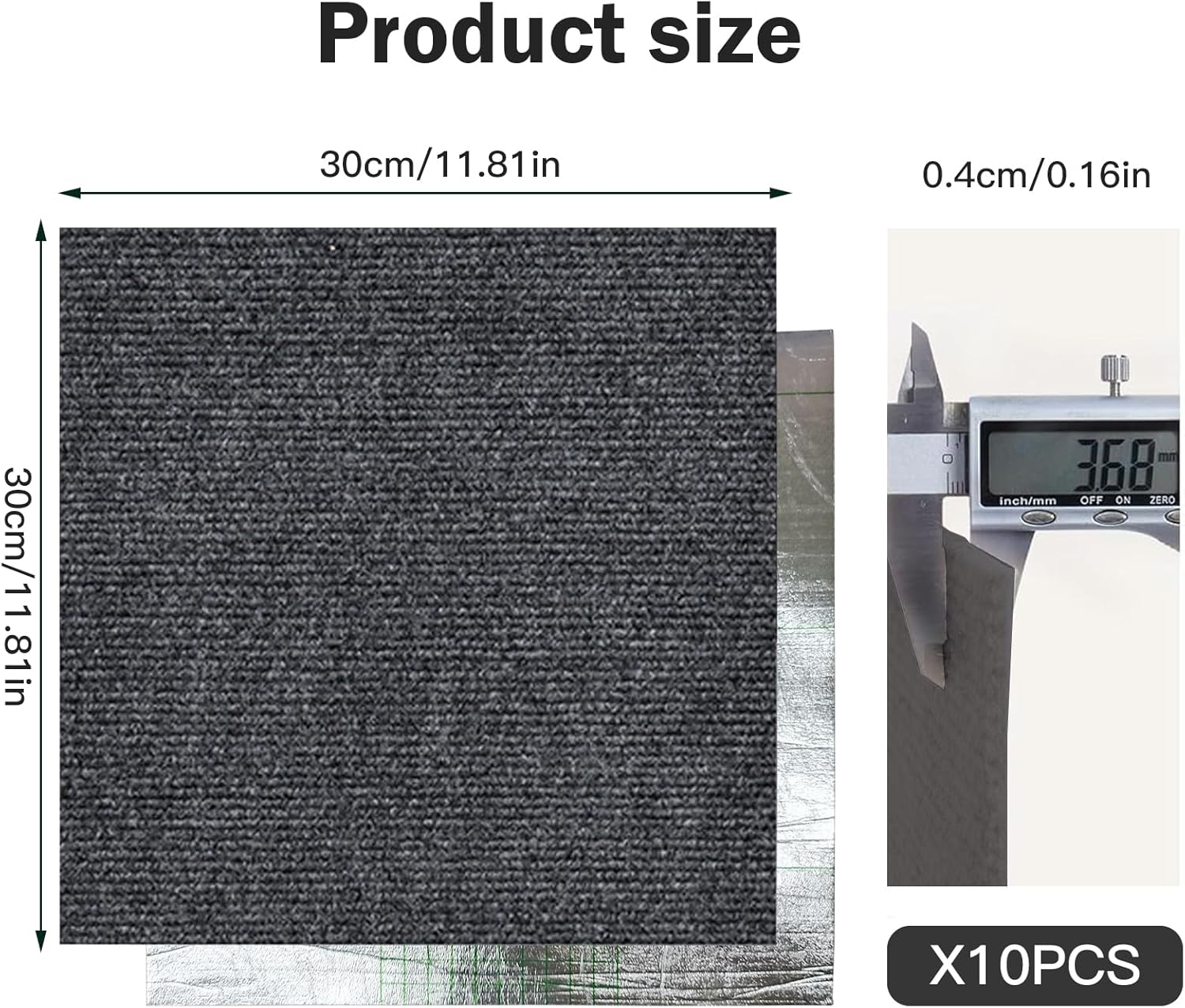 10 Pièces Dalle Moquette Autocollante 30x30 cm, Moquette Chambre Salon ...