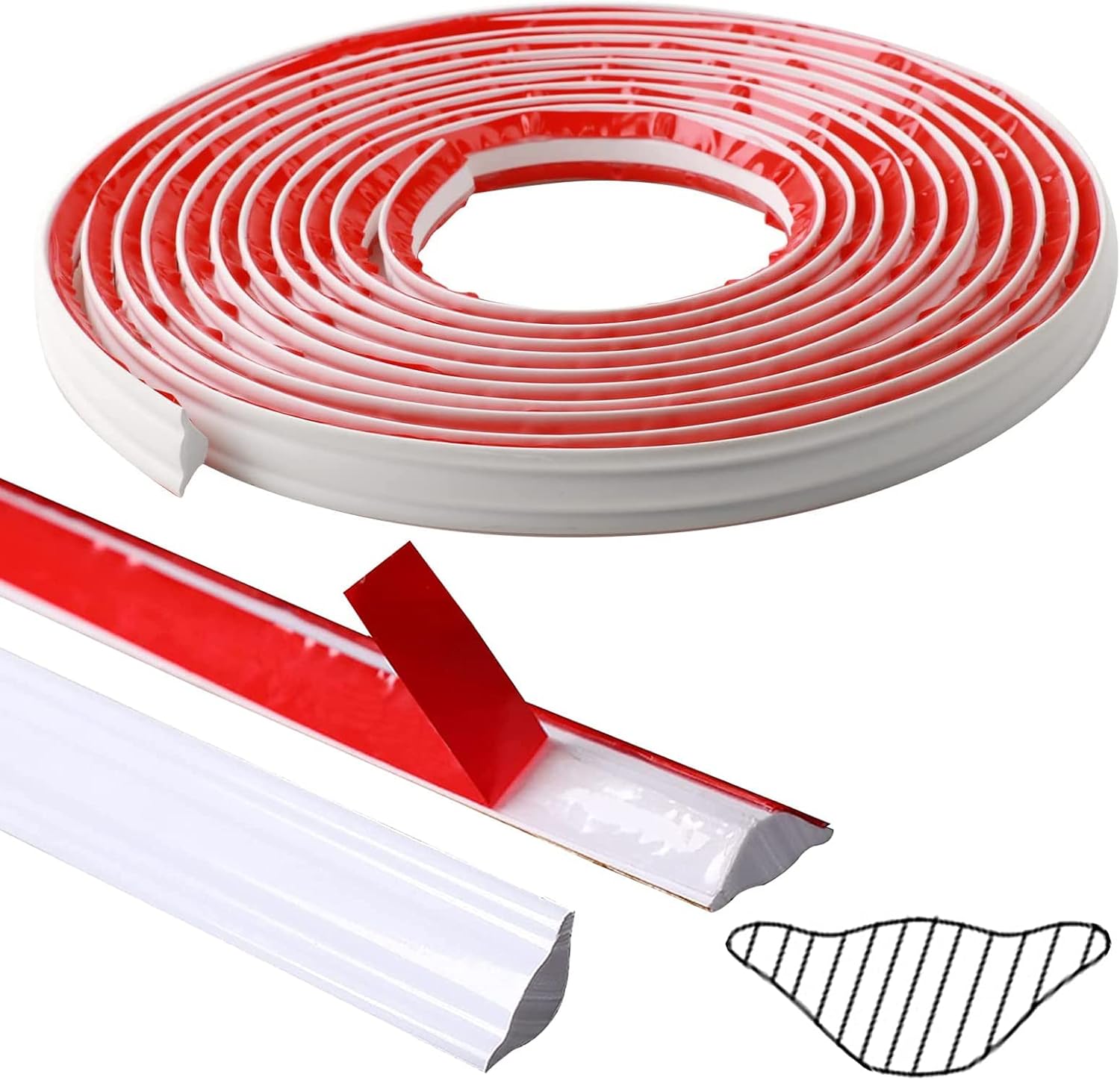 GABRIELLE Moulure Autocollante Flexible 5m Moulage en Quart de Rond ...