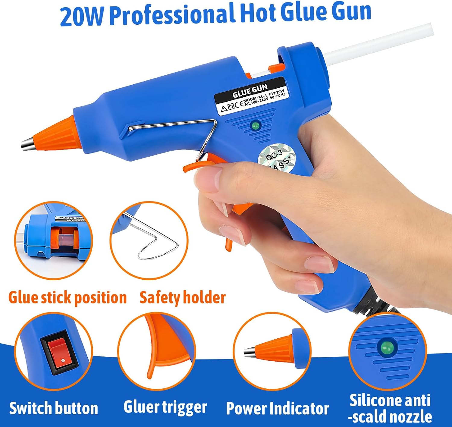 Pistolet à colle chaude ignifuge avec 30 bâtons de colle chaude, mini pistolet à colle chaude ...