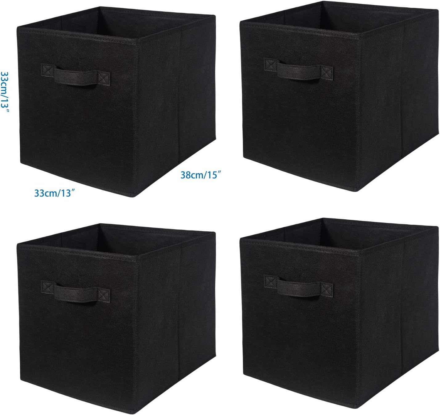Set of 4 Fabric Storage Boxes with Storage Basket Collapsible Storage ...