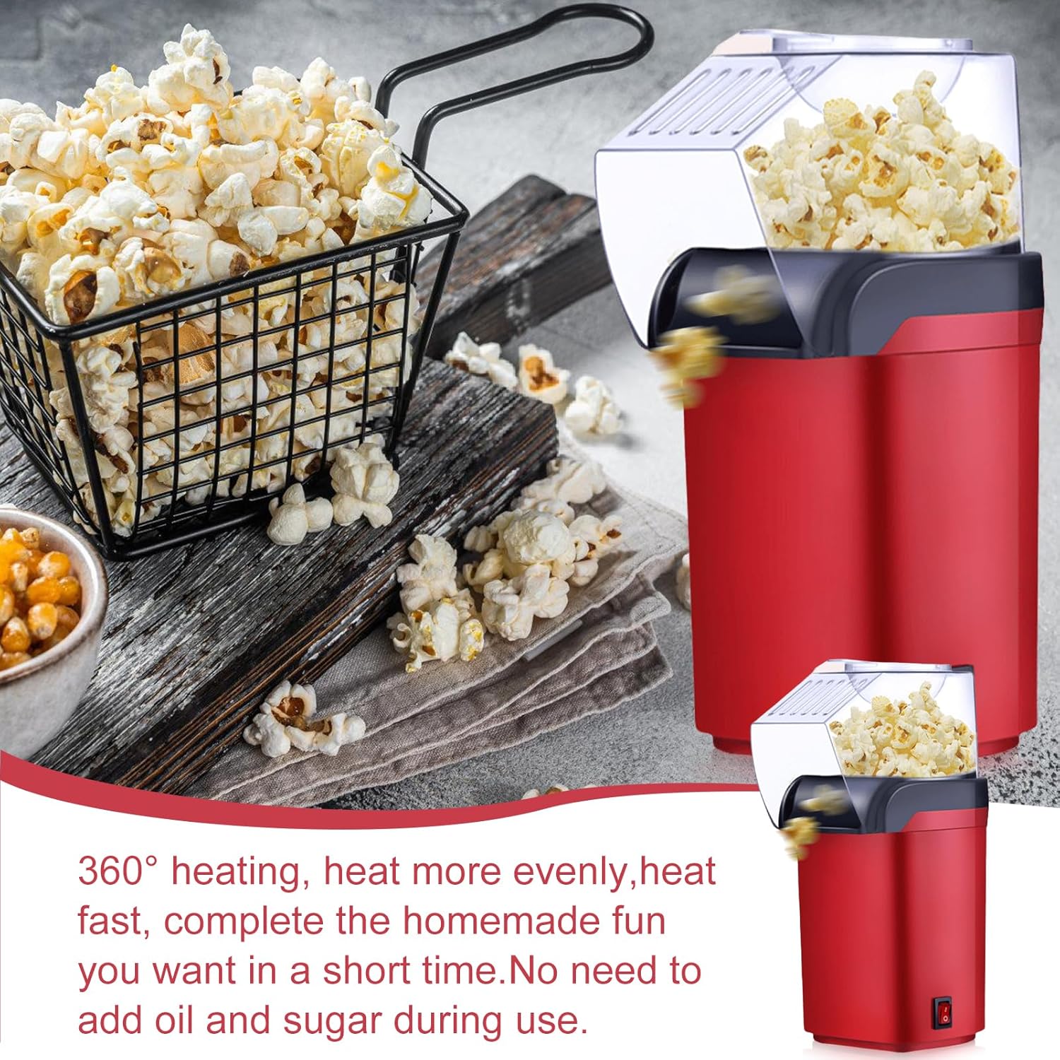 Mini machine à pop-corn à air chaud - Sain - 1200 W - Sans huile - Sans ...