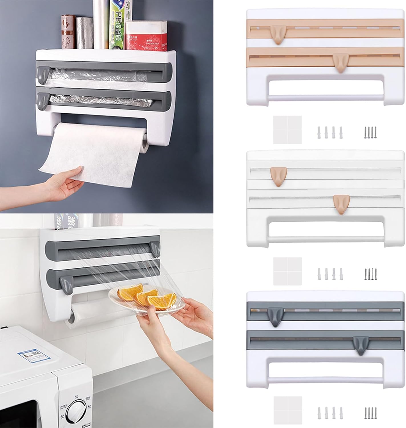 Dérouleur Mural Cuisine pour 3 Rouleaux, Porte-Rouleau de Papier avec ...