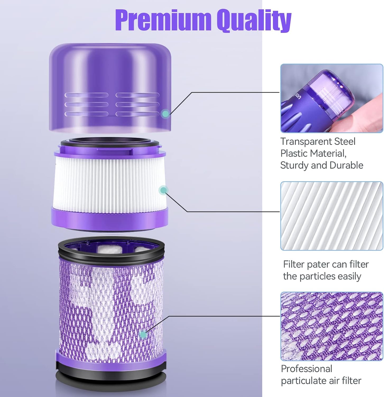 Lot de 2 filtres Hepa pour aspirateur sans fil Dyson v12 Detect Slim Absolute Extra Fluffy Total ...