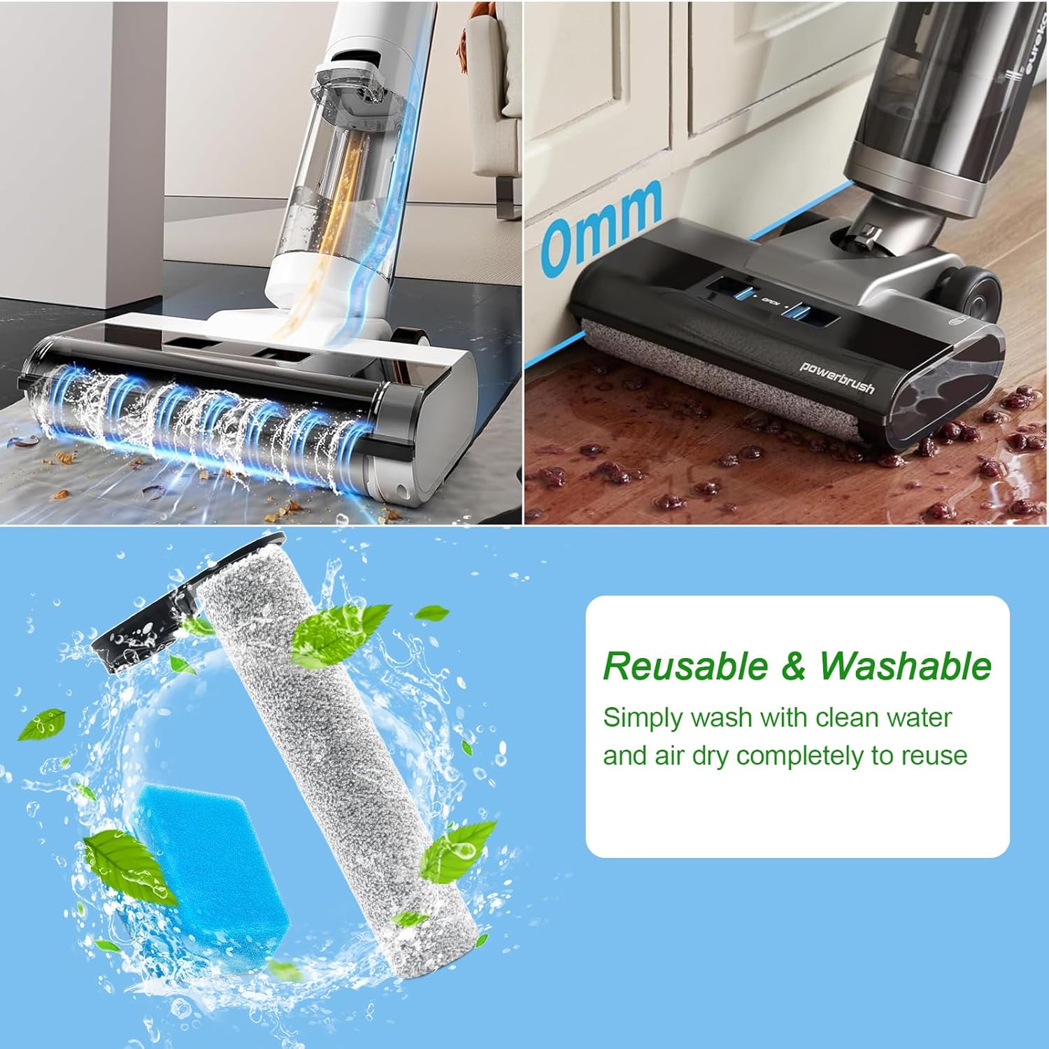 Cepillo de rodillo + filtro para aspiradora Eureka NEW430, JONR ED12, repuestos y accesorios (2 ...