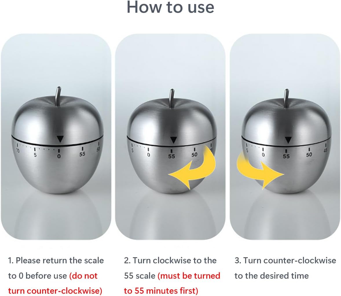 Stainless Steel Kitchen Timer Clock, Apple Time Management Teaching ...