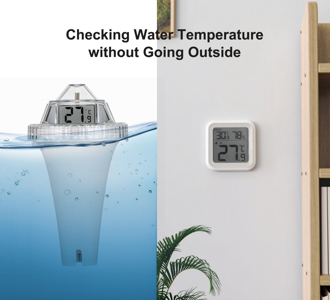 Wireless Floating Pool Thermometer with Triple LCD Displays Outdoor ...