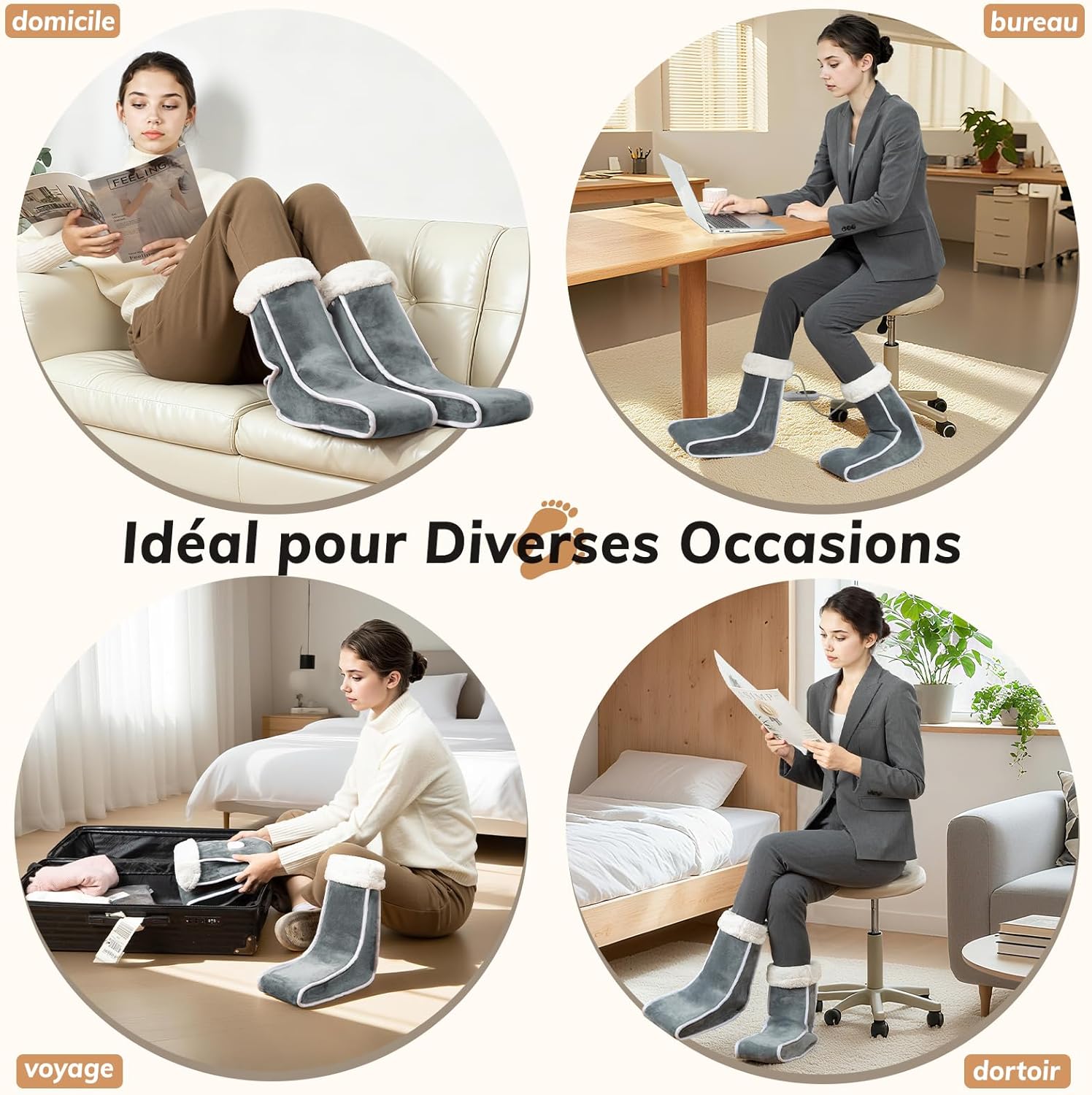 Chauffe-Pieds Électrique Séparé pour Femmes et Hommes, Chauffe-Pieds ...