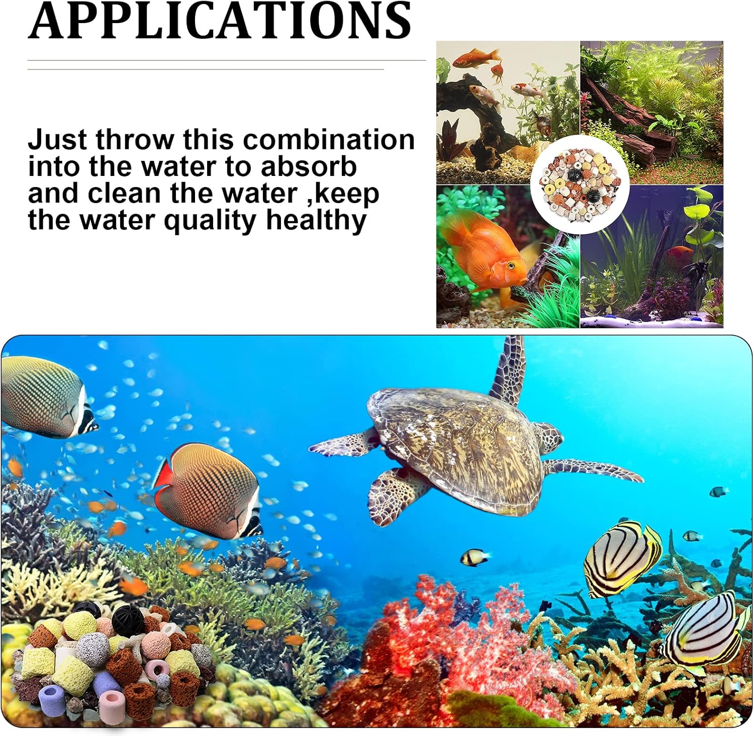 Aquarium Filter Media 500g, 12 in 1 Aquarium Filter Accessories ...