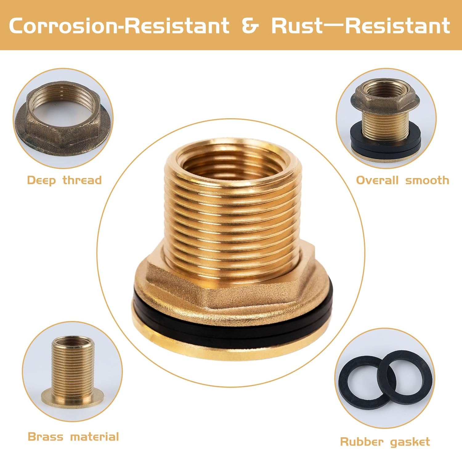 Rainwater Tank Connectors, 2 Pieces, Brass Socket, Universal Rainwater ...