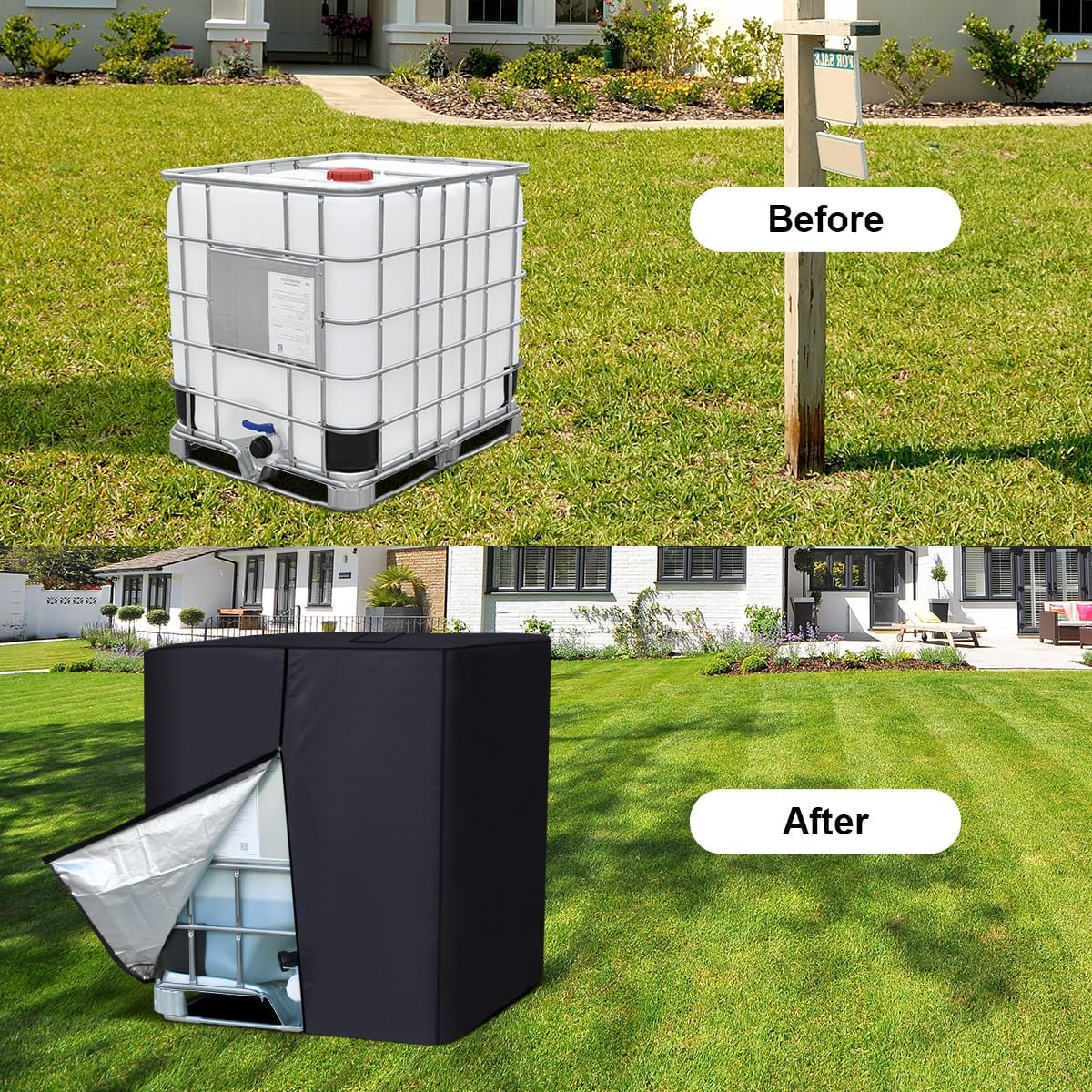 IBC Tote Cover,Black Water Tank Rainwater Tank Cover,420D Heavy Duty ...