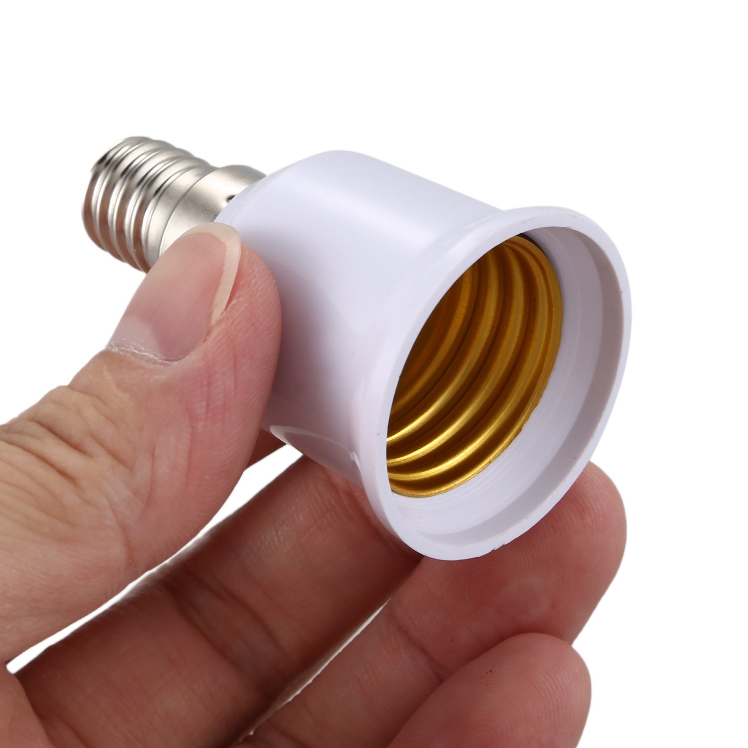 5 pcs E14, E27 Adapter Base Screw LED Light Bulb Socket Converter, White