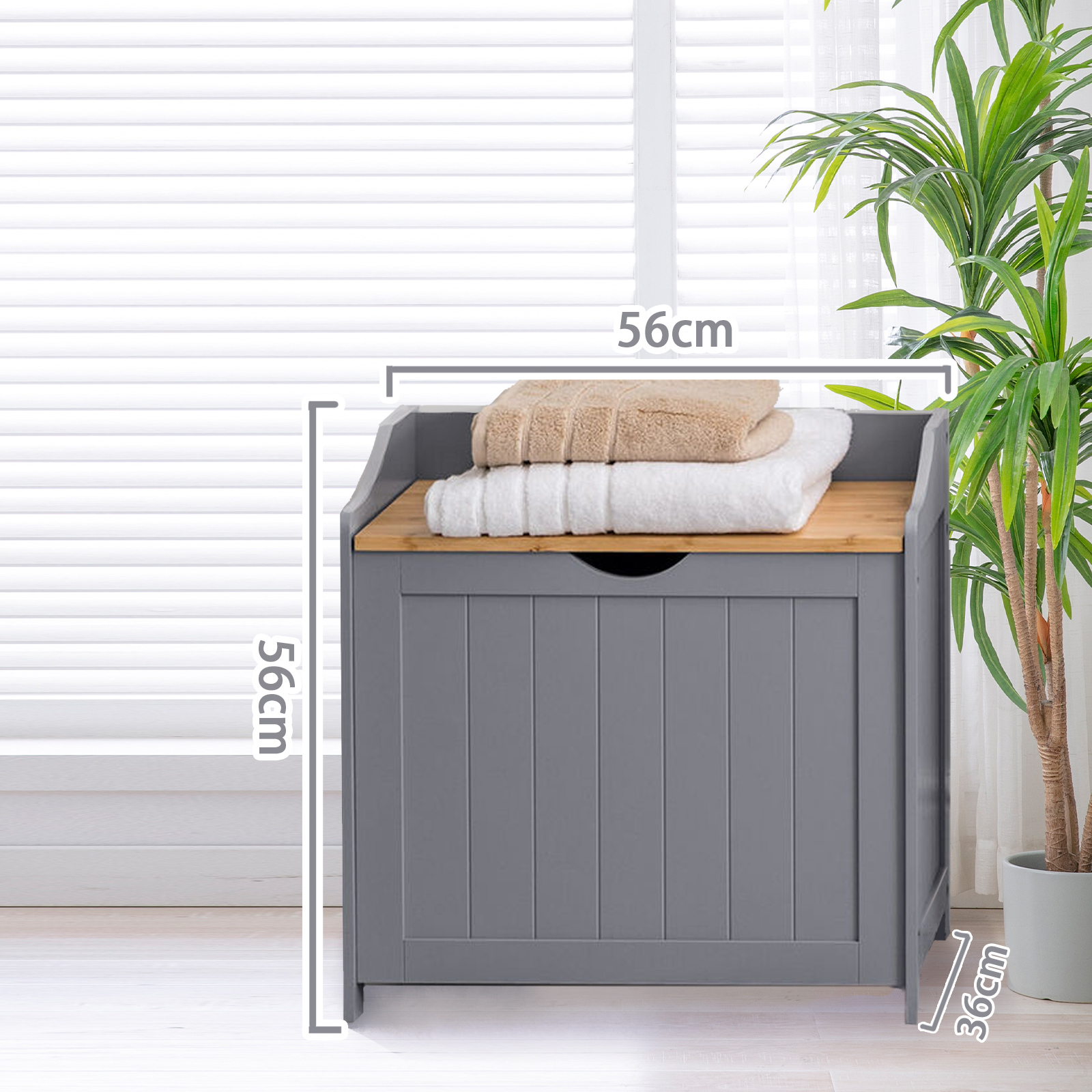 Laundry baskets，Wooden Laundry Box Bin Grey Bamboo Bathroom Storage ...