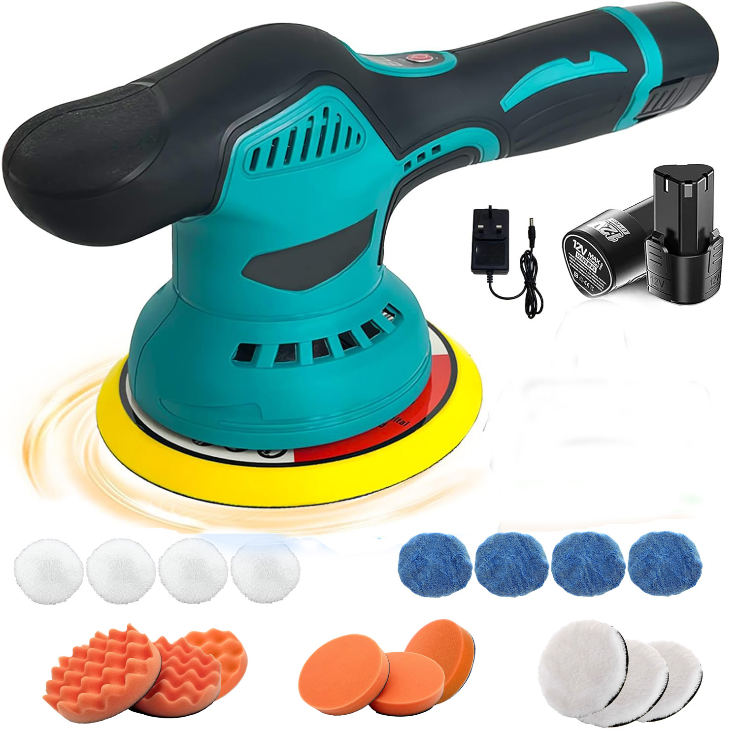 Polisseuse de voiture sans fil avec 2 batteries 12 V et chargeur, kit ...