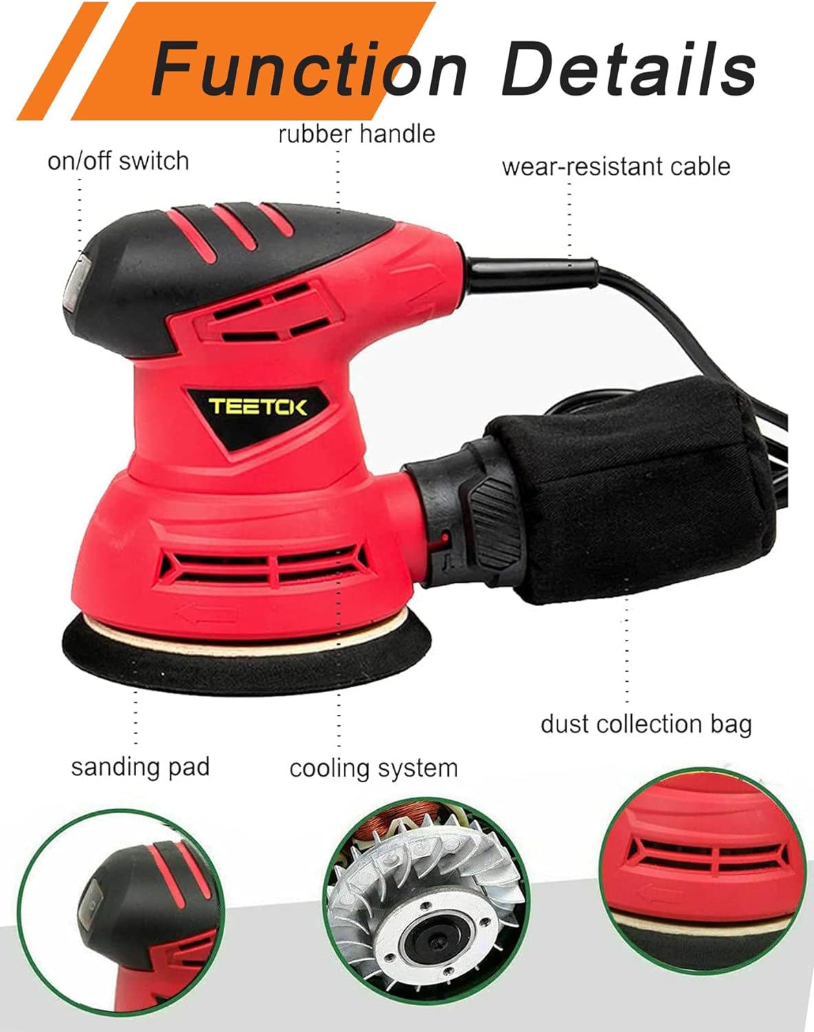 Electric Sander, Electric Sander for Wood, 12000Rpm Detail Sander with ...