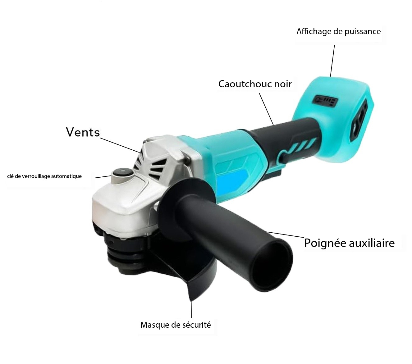 Meuleuse d'angle sans fil, compatible avec Makita, sans balais, disque ...
